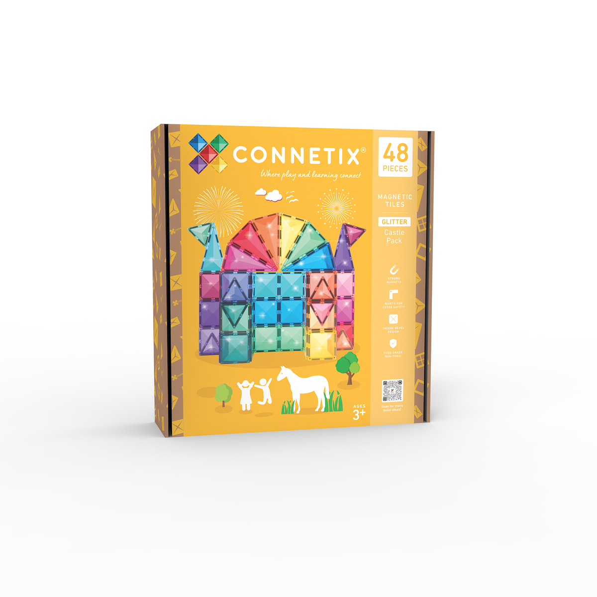 Tessere Magnetiche Traslucide - Glitter Castle Pack Connetix - 48 pezz ...