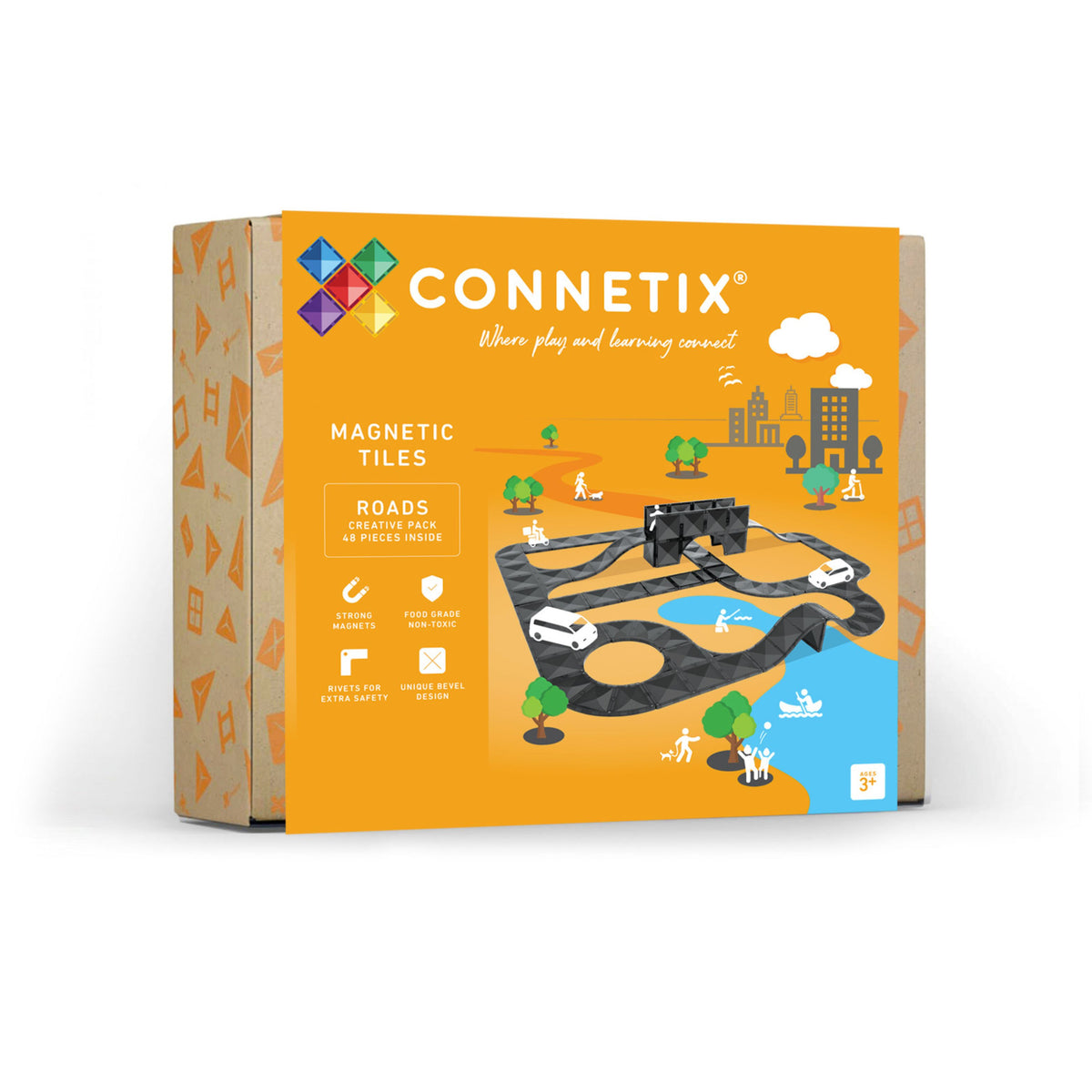 Tessere Magnetiche Traslucide - Roads Creative Pack - 48 pz - Connetix ...